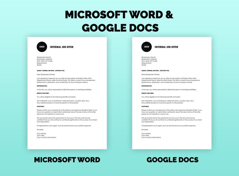 Internal Job Offer Letter, Professional Job Offer Template, Google Docs ...