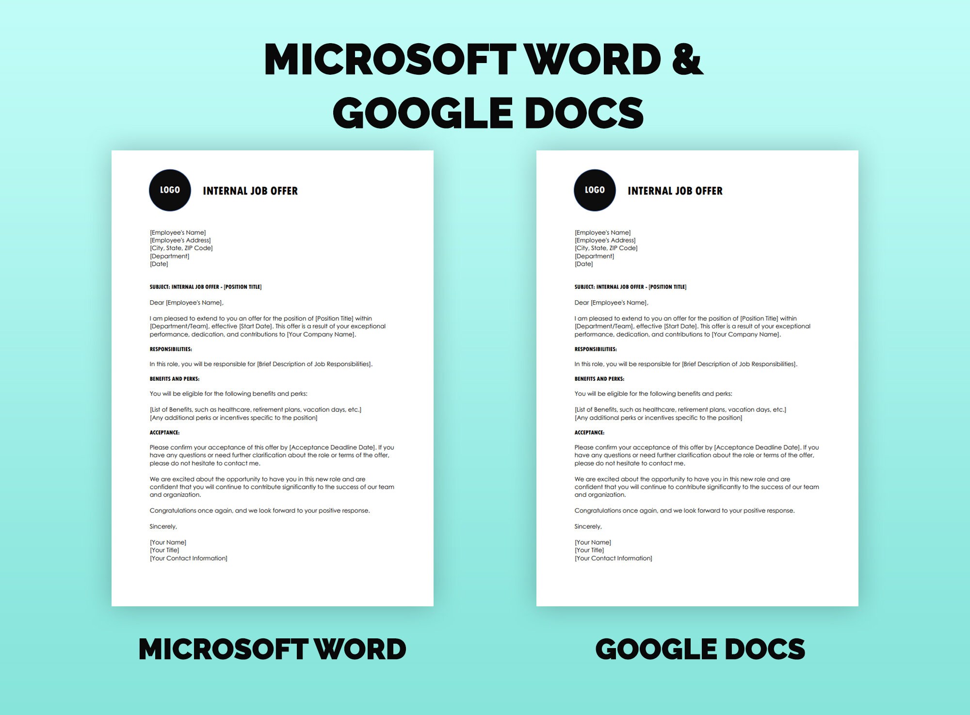 Internal Job Offer Letter, Professional Job Offer Template, Google Docs ...