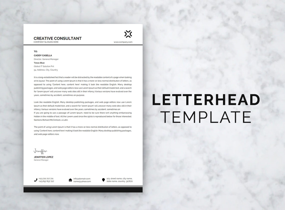 Letter Head Template Fully Editable Letterhead Design - Etsy Canada