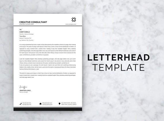 Letter Head Template Fully Editable Letterhead Design - Etsy