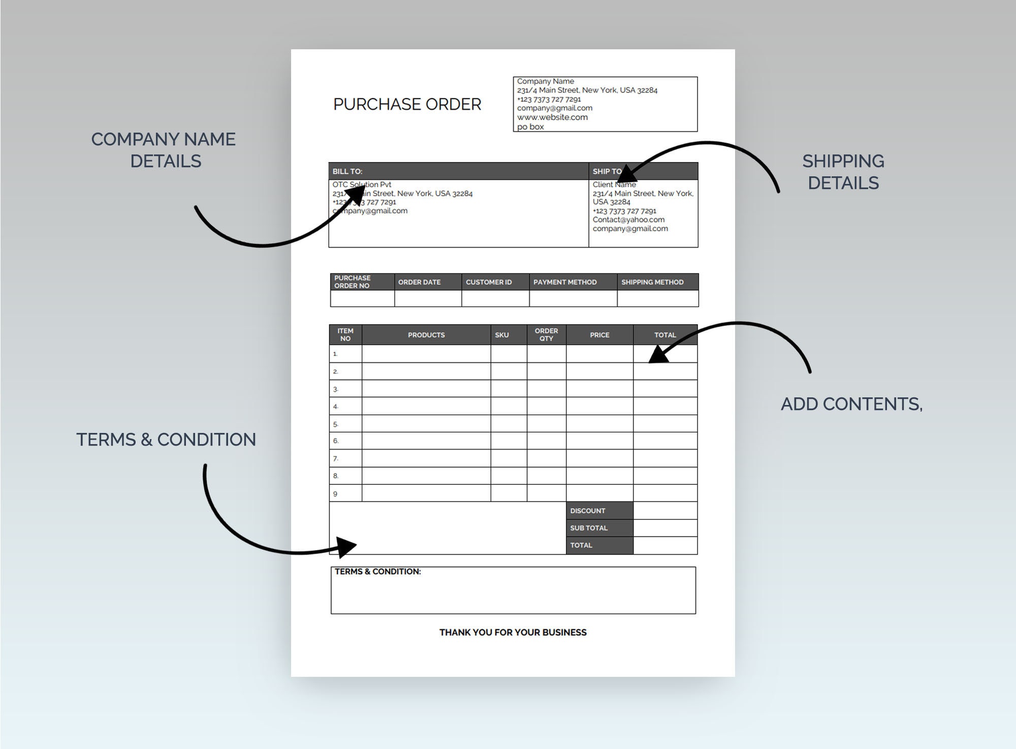 Purchase Order, Purchase Order Form, Printable Purchase Order Template ...