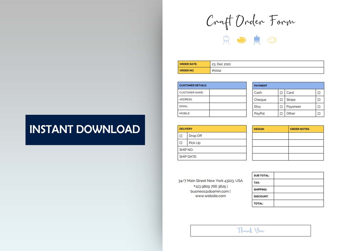 Editable Craft Order Form, Small Business Order Form Template, Editable ...