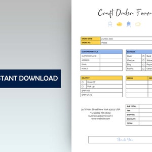 Editable Craft Order Form, Small Business Order Form Template, Editable ...