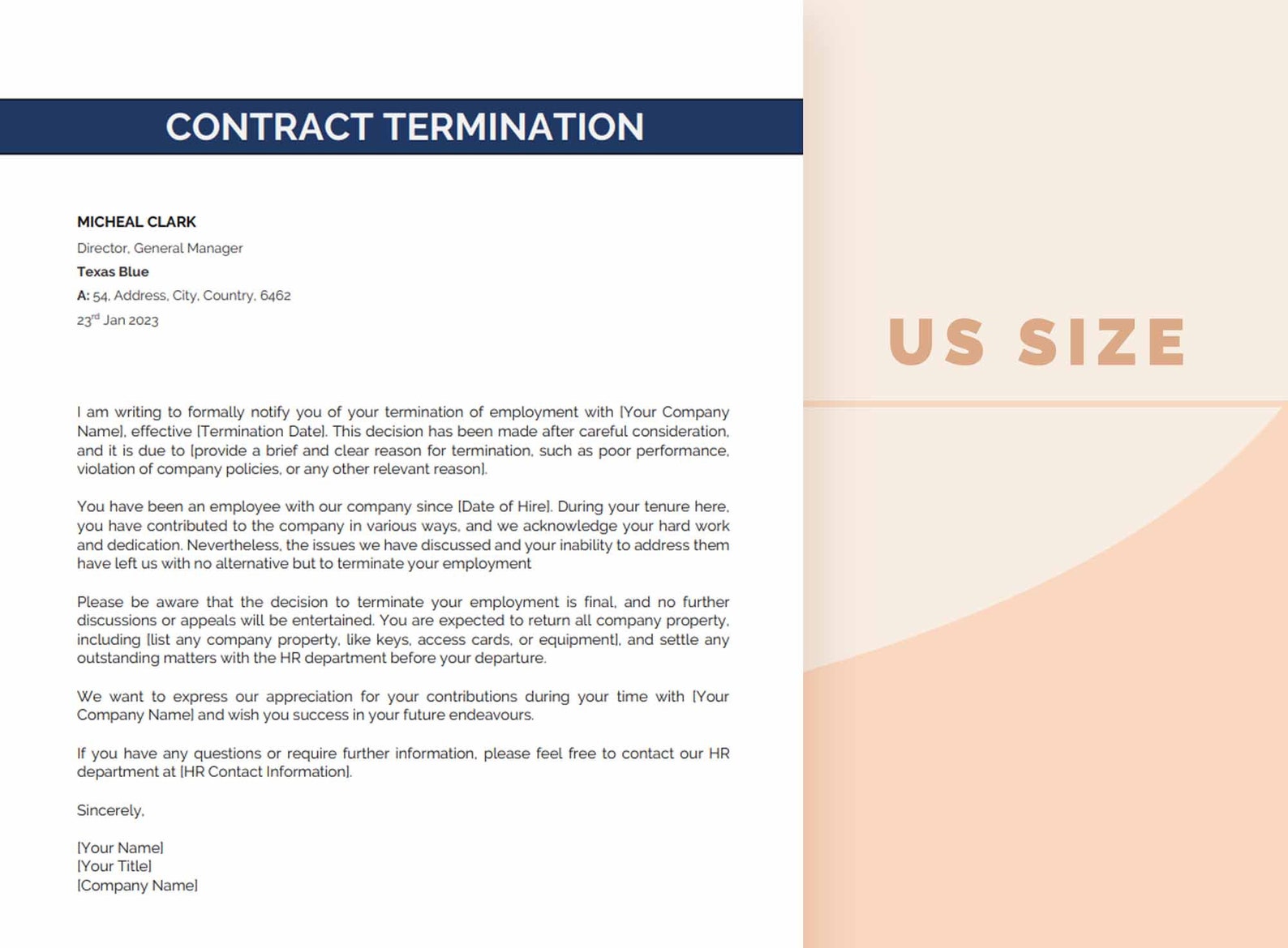 Termination Letter Template Termination Letter Template for - Etsy