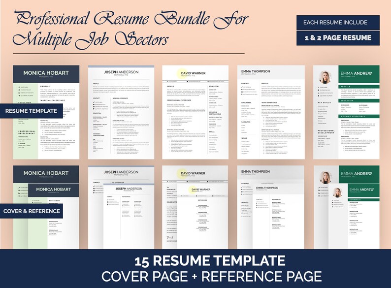 Modern Resume Template Word Bundle, Resume Template Word, Clean ...
