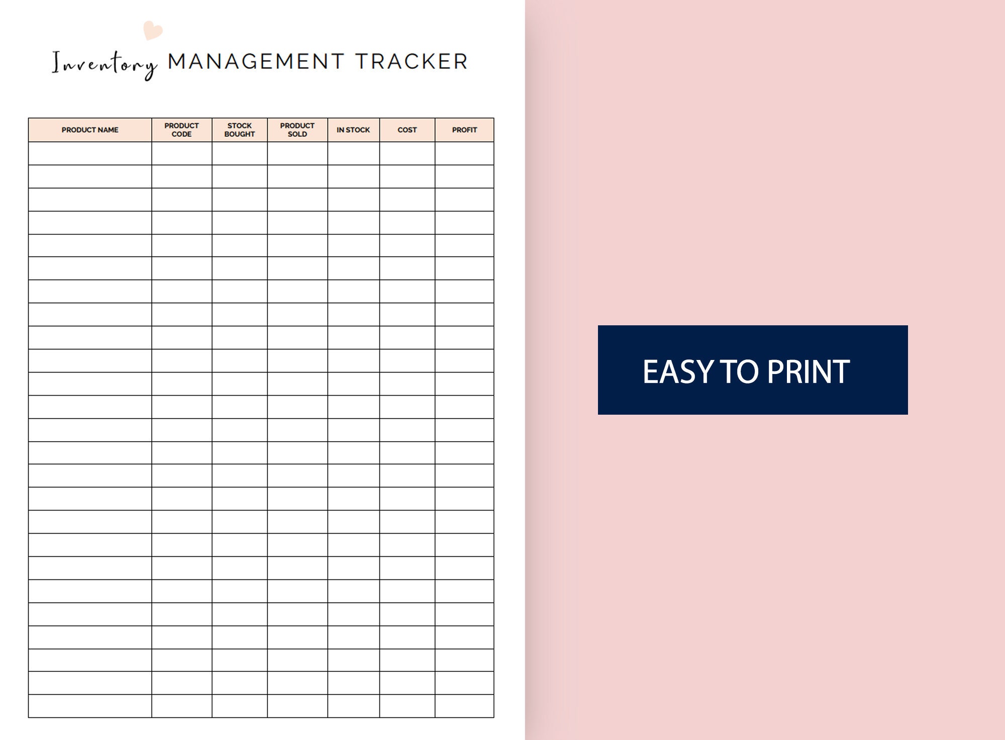 Printable Inventory Management Tracker, Inventory Tracker, PDF ...