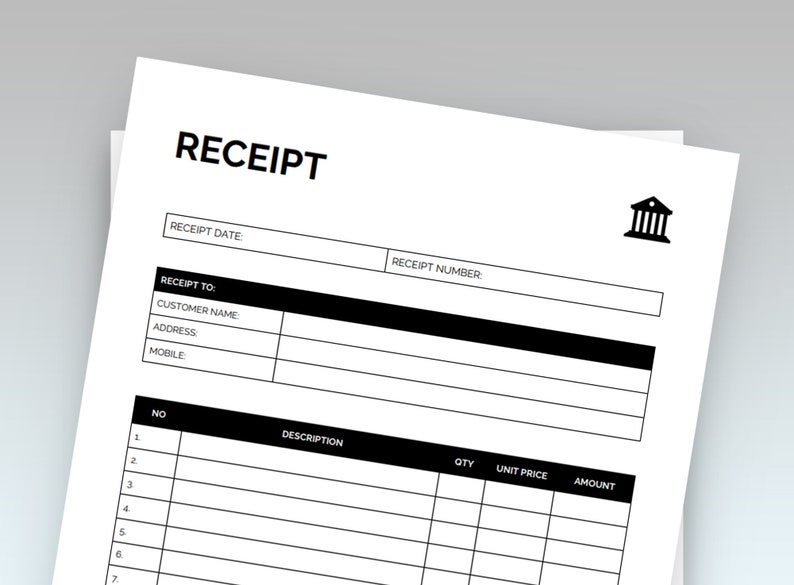 Receipt Template, Editable Receipt Template, Business Receipt, Invoice ...