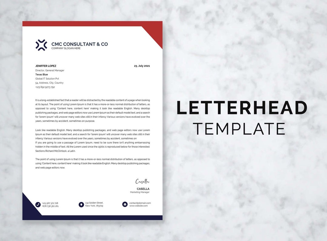 Letterhead Template, Personal Letterhead, Printable Letterhead ...