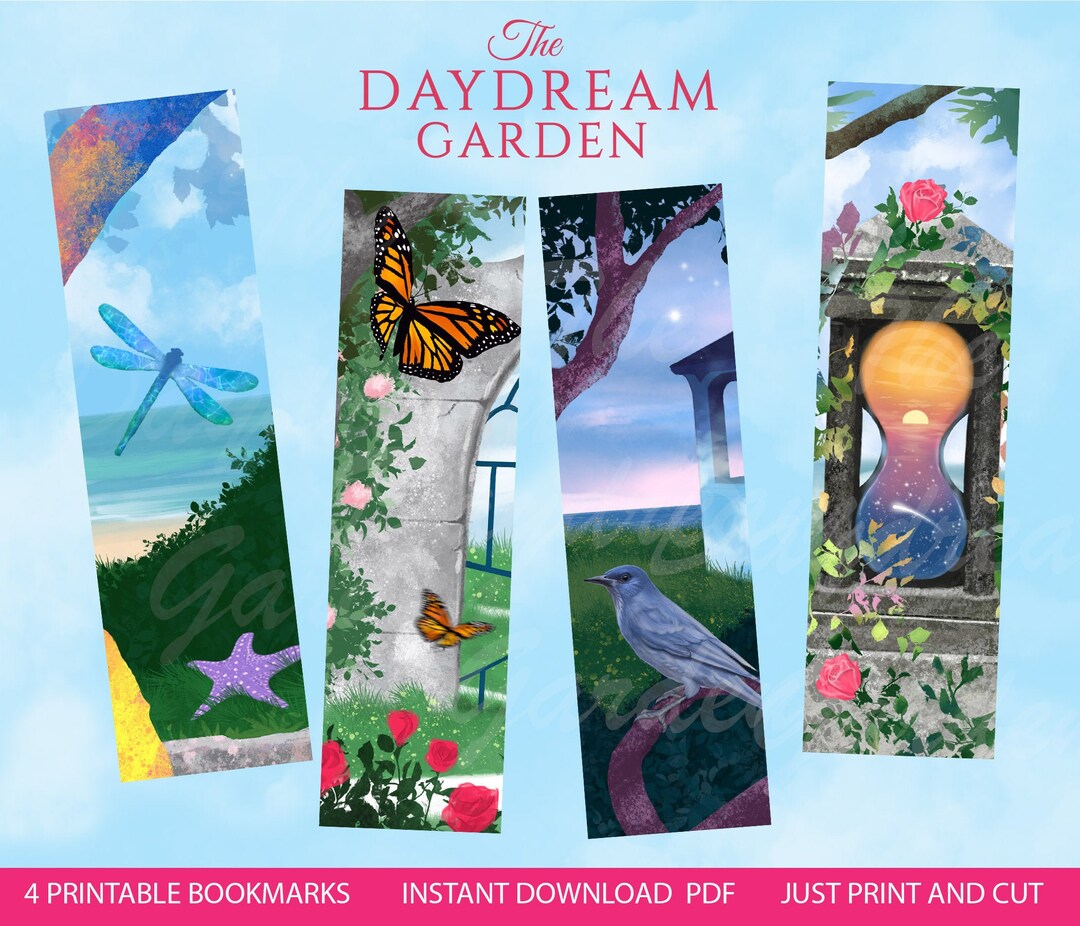 4 Printable Bookmarks From the Daydream Garden Set 1 - Etsy