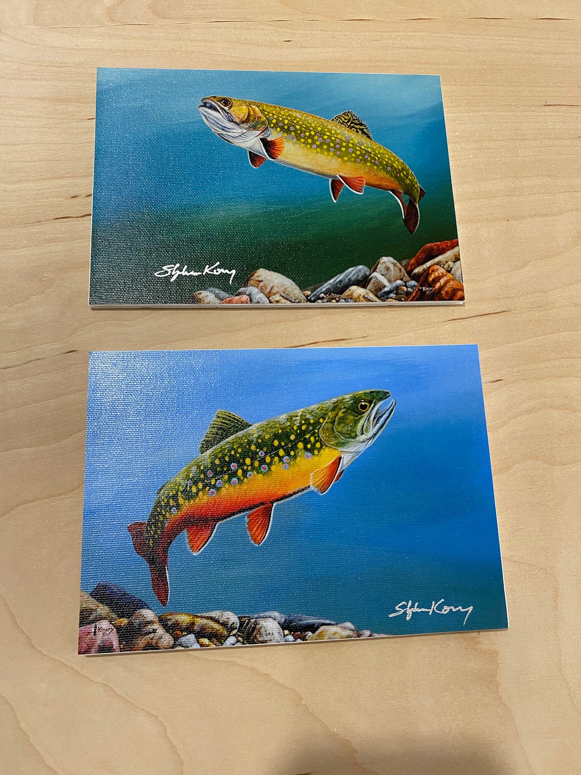 BROOKIE RISE II, Brook Trout Painting, 5x7 Canvas Giclee' Gallery ...