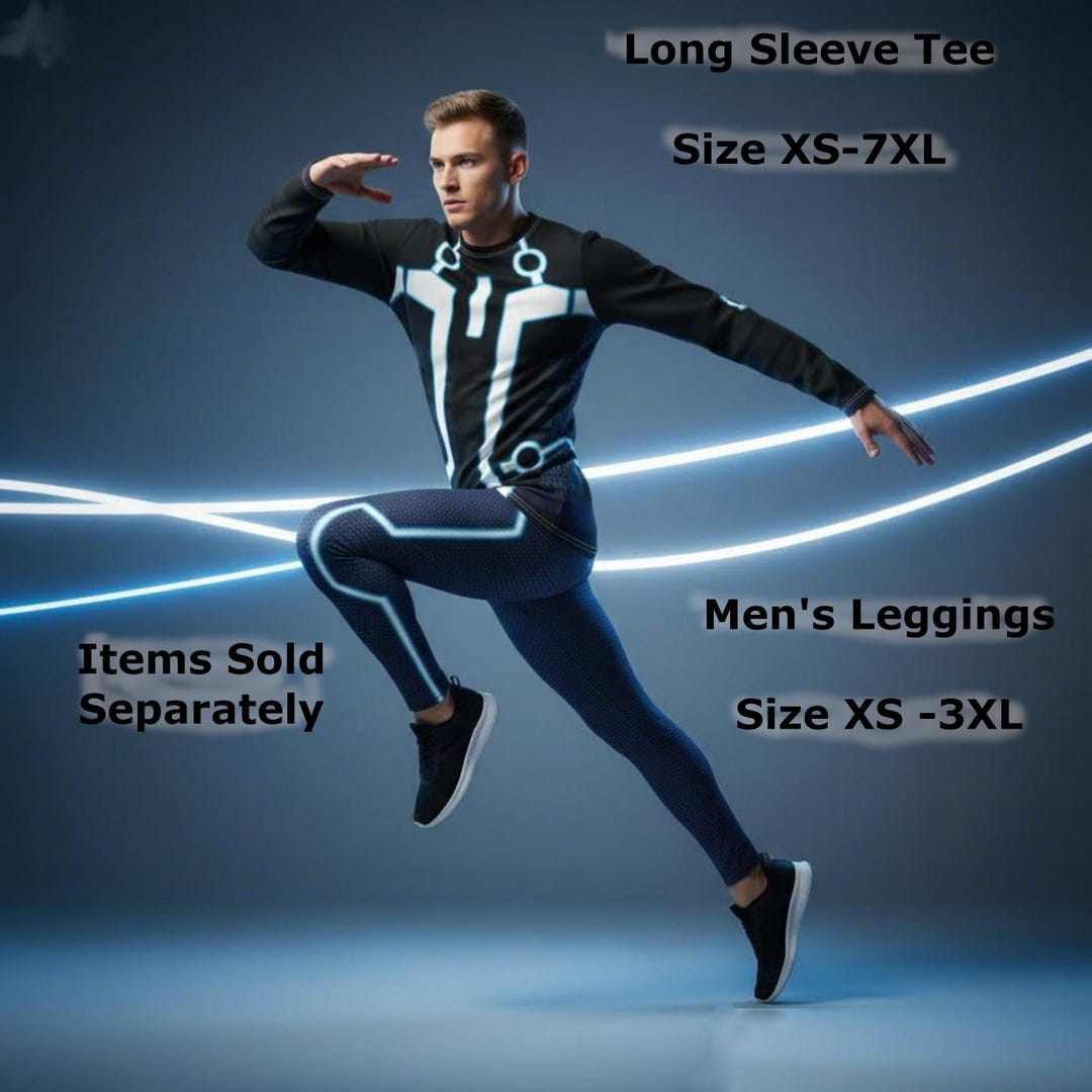 Tron Costume Leggings and Long Sleeve Tee Robot Cyborg Outfit Halloween ...