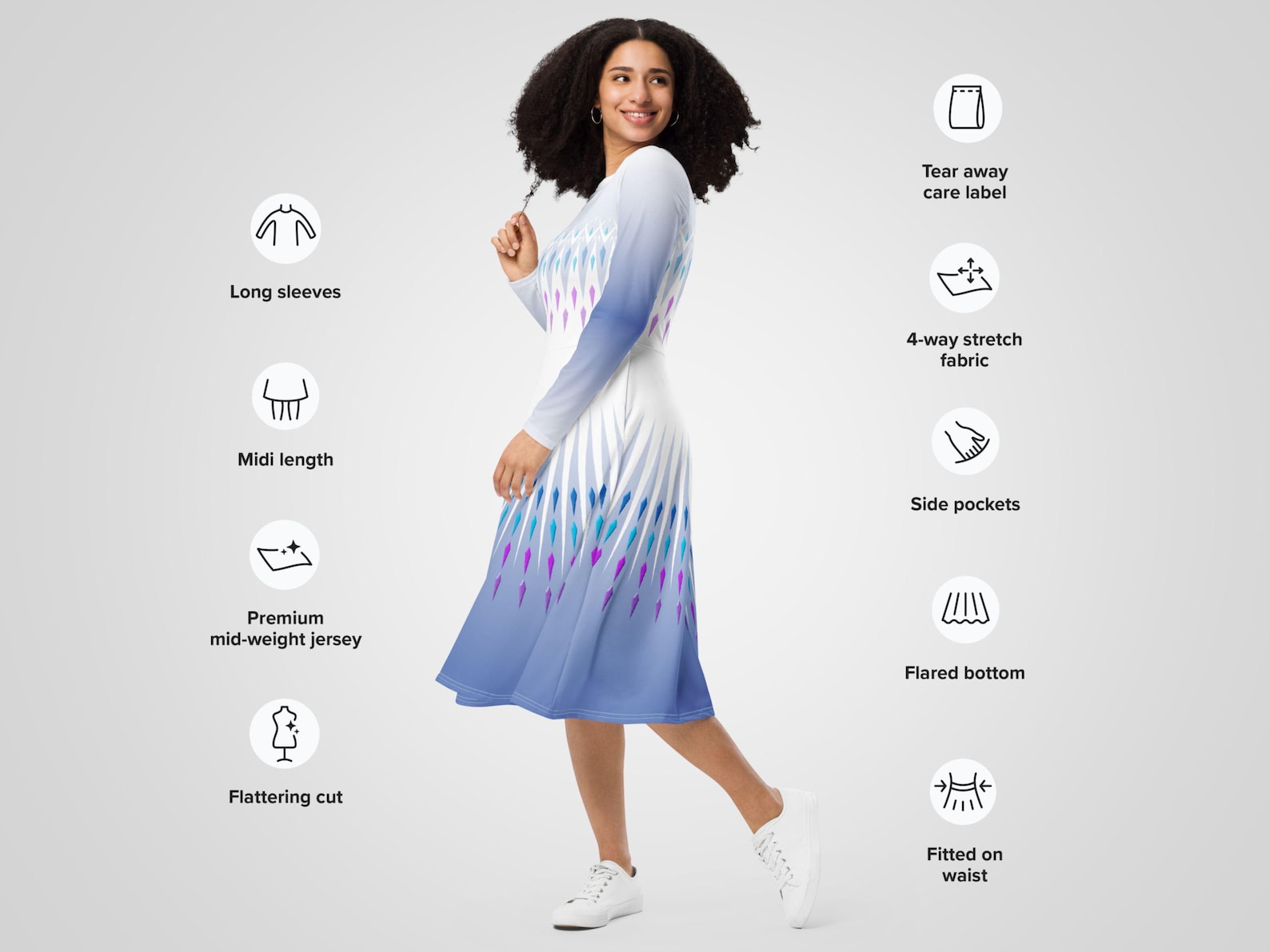 Elsa Inspired Midi Dress With Pockets (2XS-6XL) - Etsy