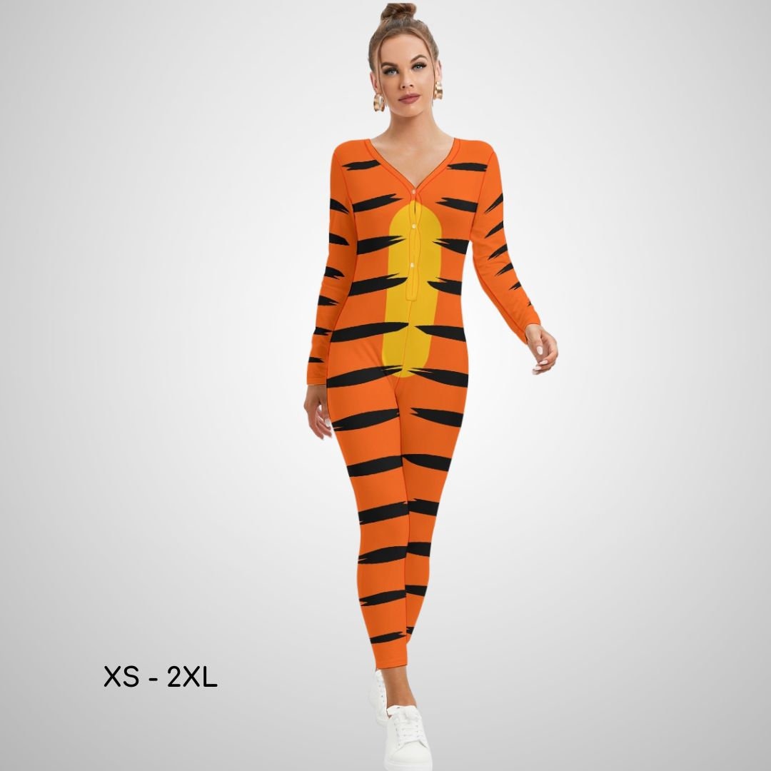 Winnie the Pooh Tigger Inspired Women's Plunging Neck Jumpsuit, Cosplay ...