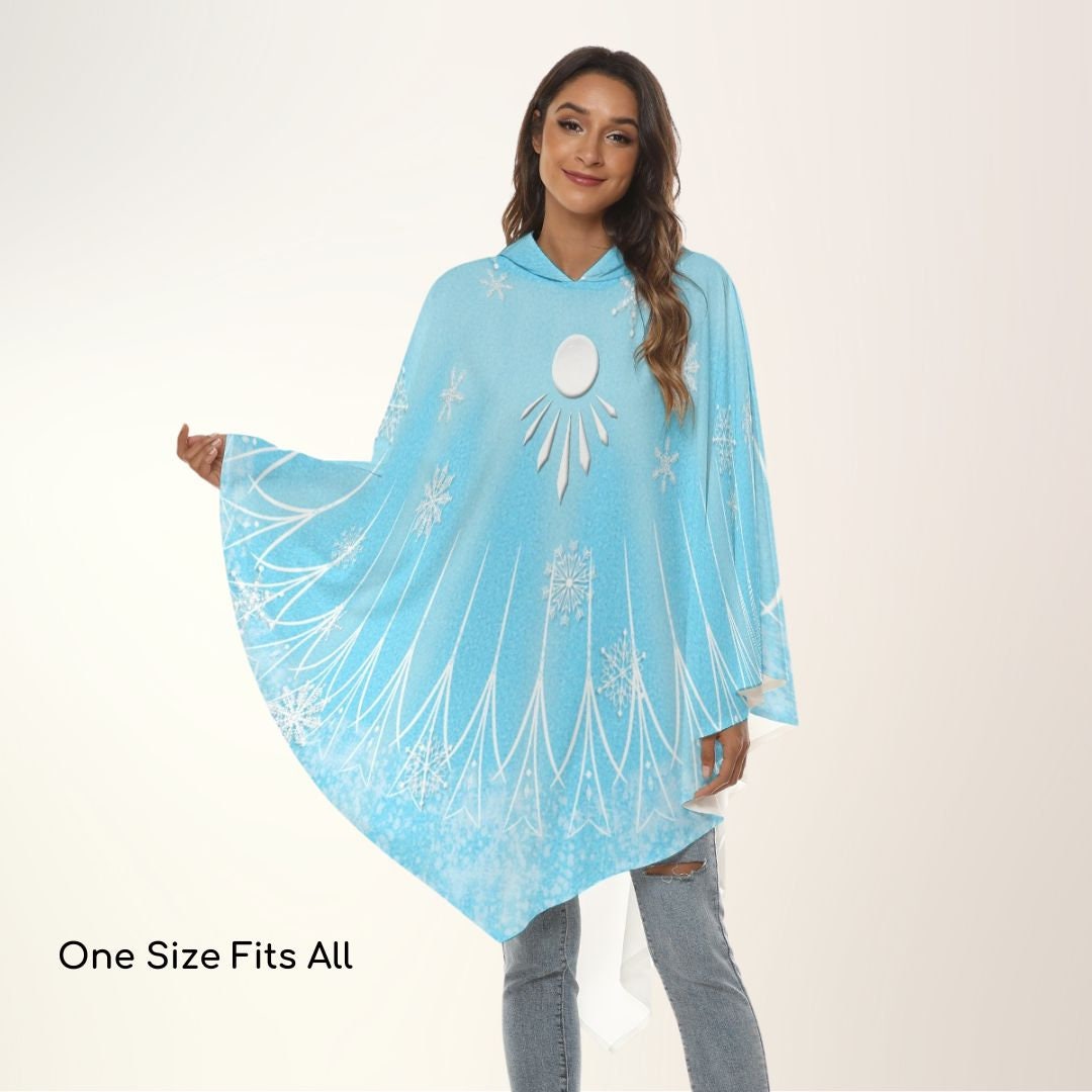 Elsa Frozen Ice Blue Unisex Hoodie Poncho, Gift for Her, Birthday Gift ...