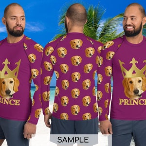 Custom Man Rash Guards Cat Dog Pets Crown Photo Athletic Workout ...