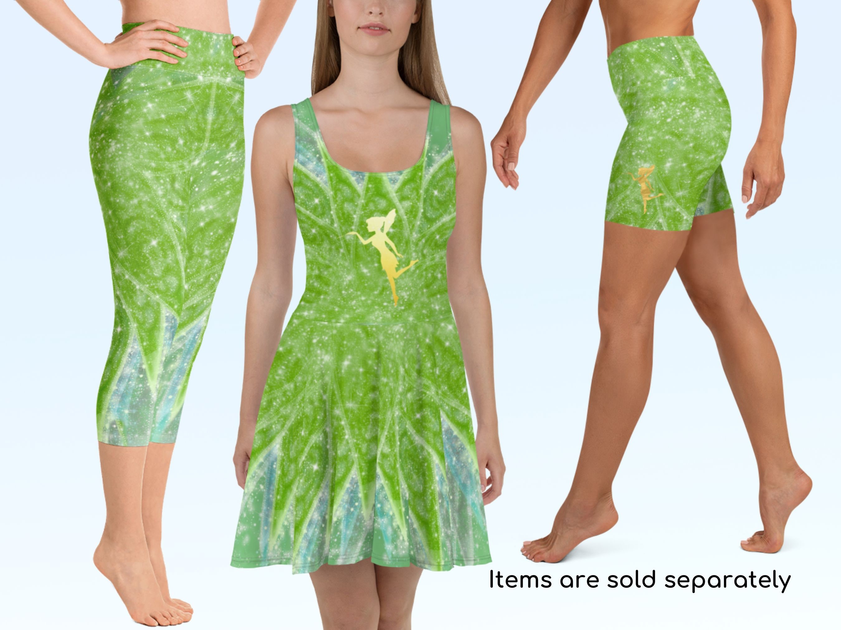 Tinkerbell Fairy Skater Dress Yoga Capris Shorts Halloween Running - Etsy