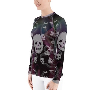 Scary Skulls Women's Rash Guard , Happy Halloween, Skulls, Gift ...