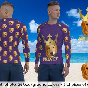 Custom Man Rash Guards Cat Dog Pets Crown Photo Athletic Workout ...