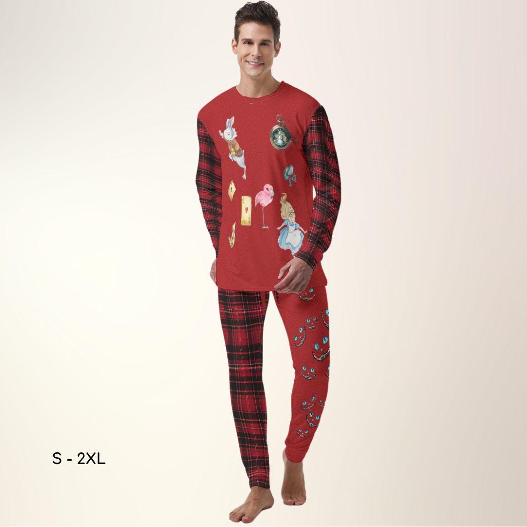 Alice in Wonderland Cheshire Cat Mens Pajama Lounging Set Cosplay ...
