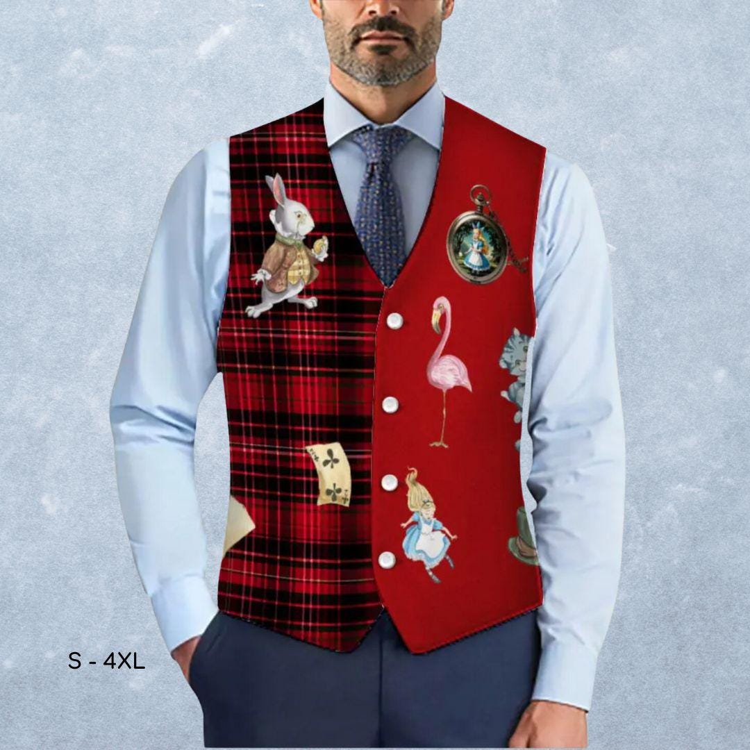 Alice in Wonderland Men Suit Vest Jacket Cheshire Cosplay Adult ...