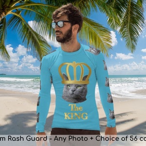 Custom Man Rash Guards Cat Dog Pets Crown Photo Athletic Workout ...