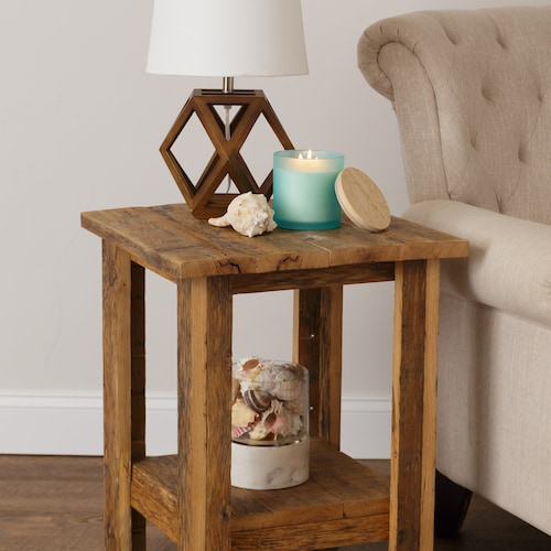 Rustic End Table With Shelf - Etsy