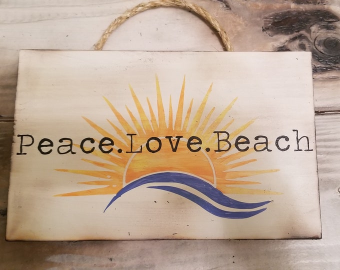 Peace Love Beach/positive Wall Art/beach Wall Art/peace Wall Art/beach ...