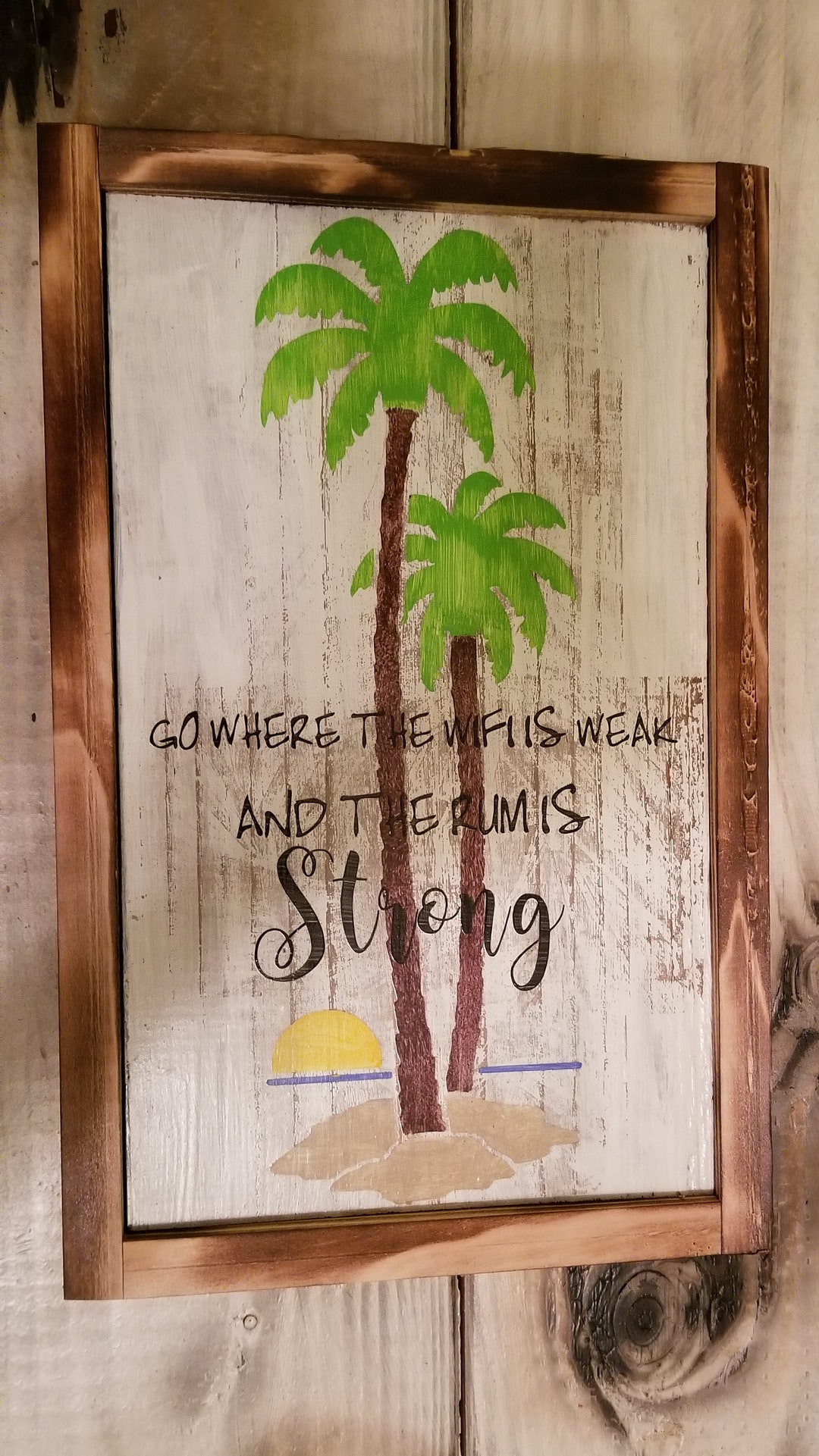 Rum is Strong/palm Trees/island/sunset/tropical Decor/island Decor/rum ...