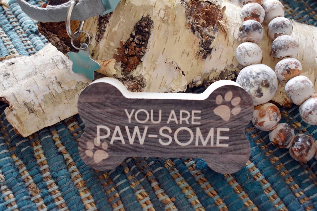 Wood Dog Bone Shaped Sign - You Are Paw-some - Dog Décor - Pet Gift ...