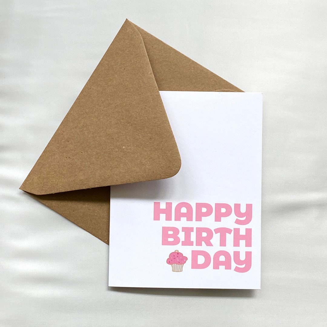 Simple and Cute Birthday Card for Young Girl, Cupcake Happy Birthday ...