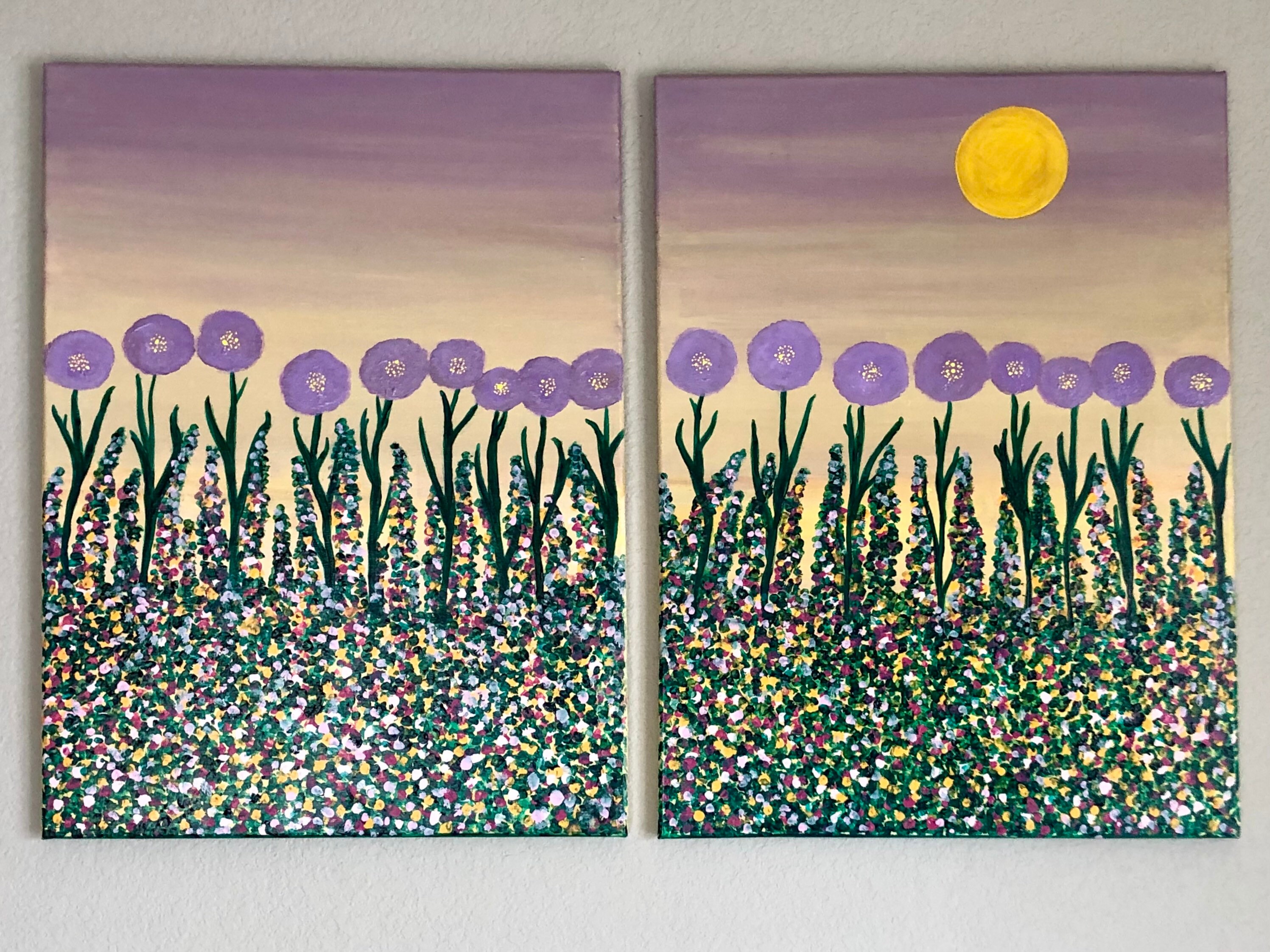 Sunset Flower Paintings Set of 2 - Etsy Canada