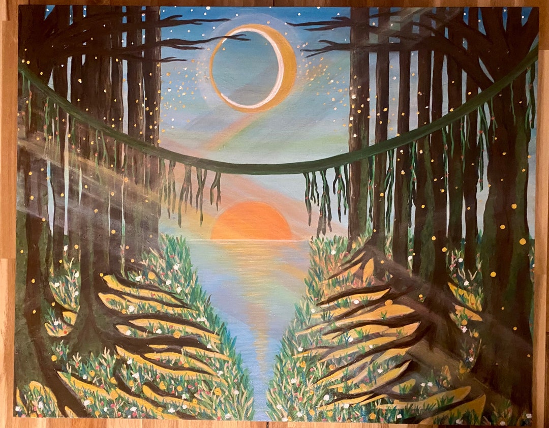 Moonlight Forest Painting - Etsy