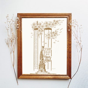9/11 Memorial Art Print: Twin Towers, Statue of Liberty, New York City ...