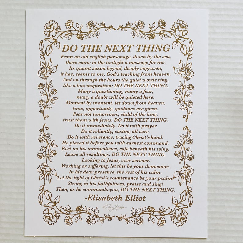 Elisabeth Elliot Poem Print: Christian Art, "do the Next Thing" (8x10 ...