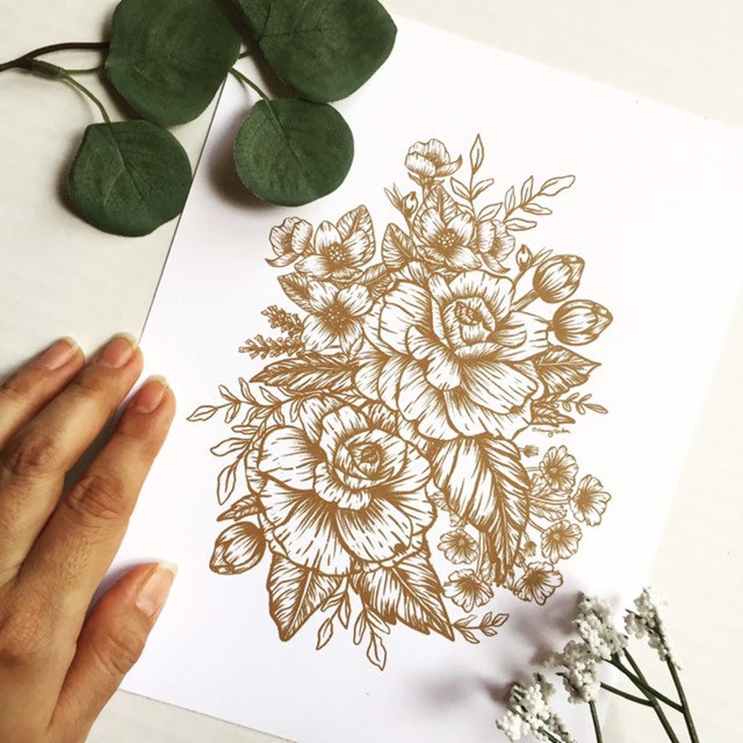 Floral Art Flower Bouquet Flower Art Floral Art Print - Etsy
