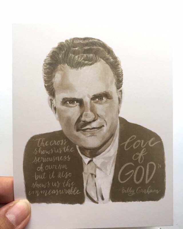 Billy Graham Illustration Art Print, Christian Gift (8x10) - Etsy