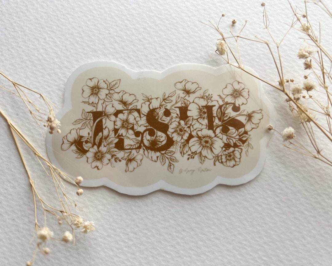 Floral Jesus Sticker, Jesus Sticker, Vinyl Sticker, Sticker, Christian ...