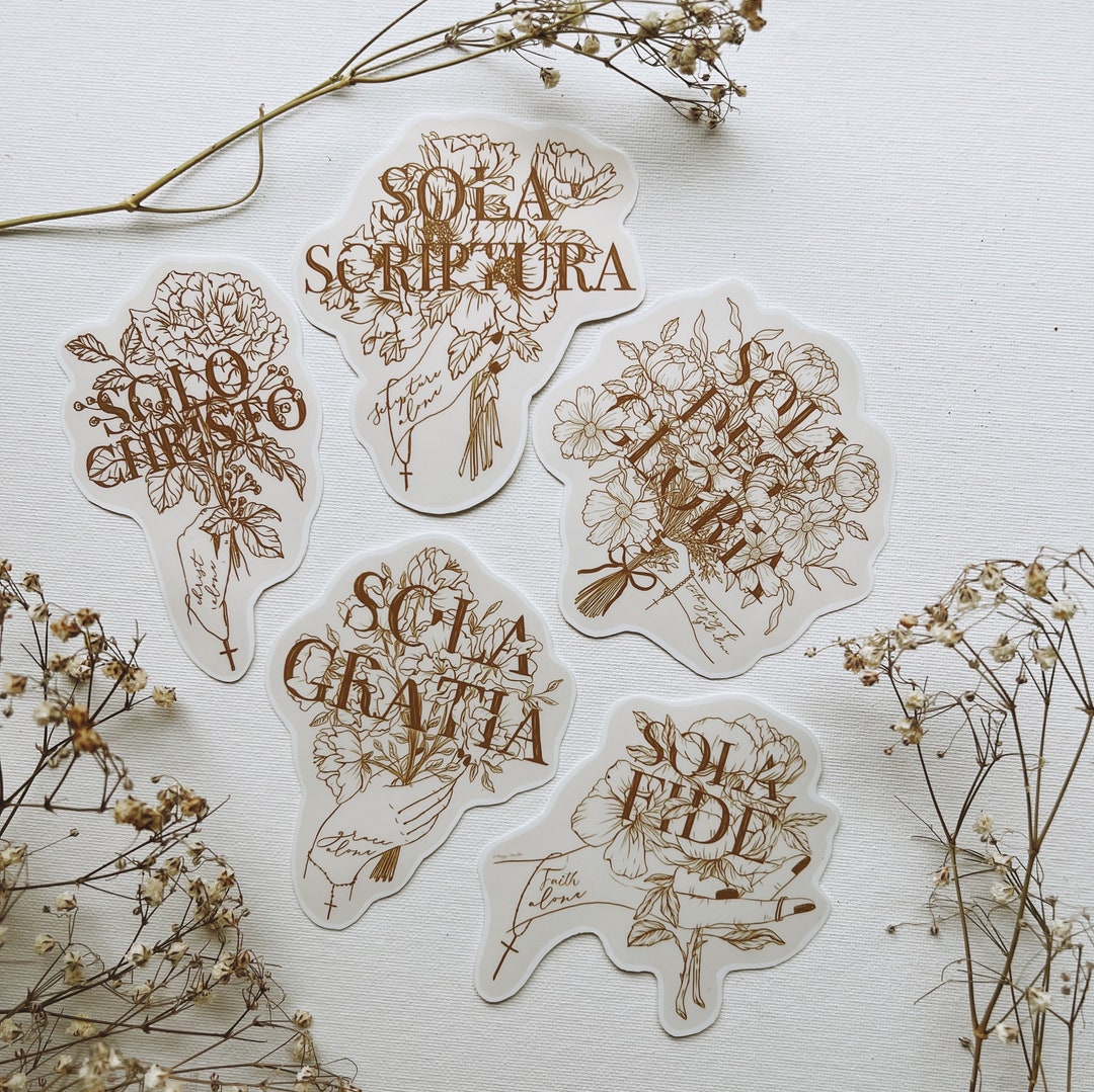 Set of 5 Solas Stickers, Solas Sticker, 5 Solas, Sola Christo ...