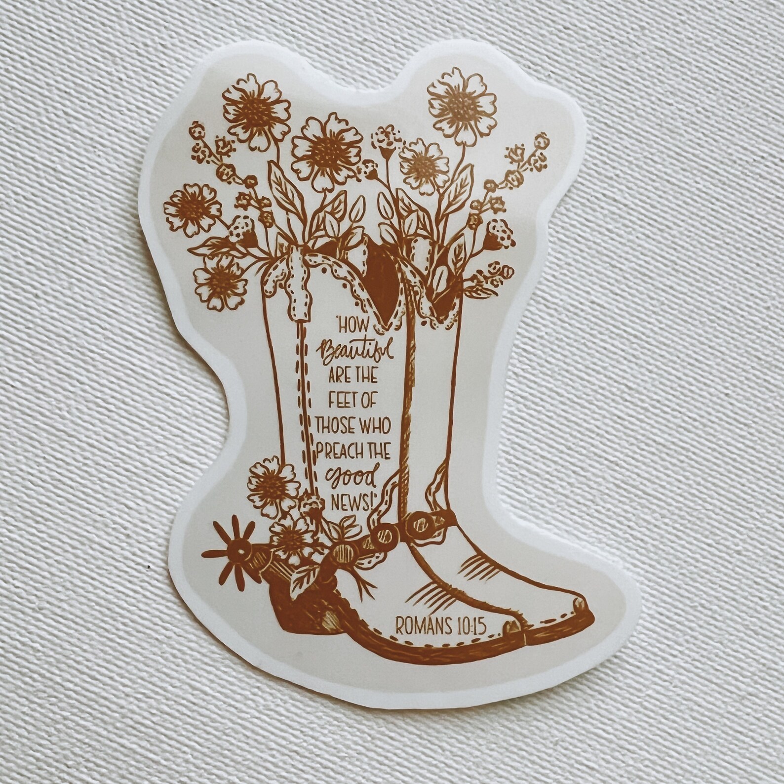 Cowgirl Boots Sticker, Stickers, Romans 10:15, Vinyl Stickers, Glossy ...