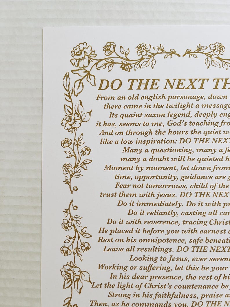 Elisabeth Elliot Poem Print: Christian Art, "do the Next Thing" (8x10 ...