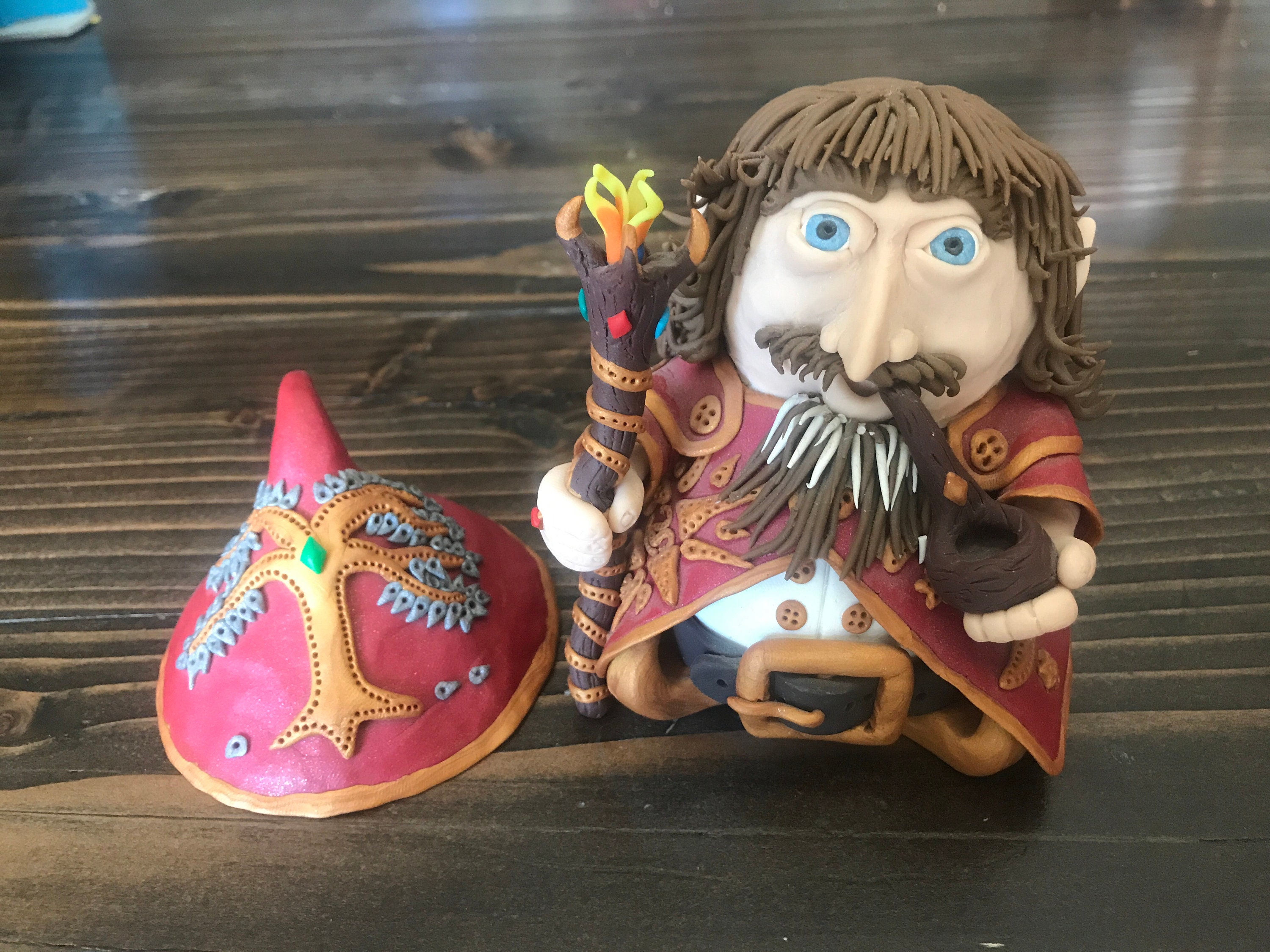 Custom Polymer Clay Wizard 4" Figurine - Halloween Decoration, Wizard ...