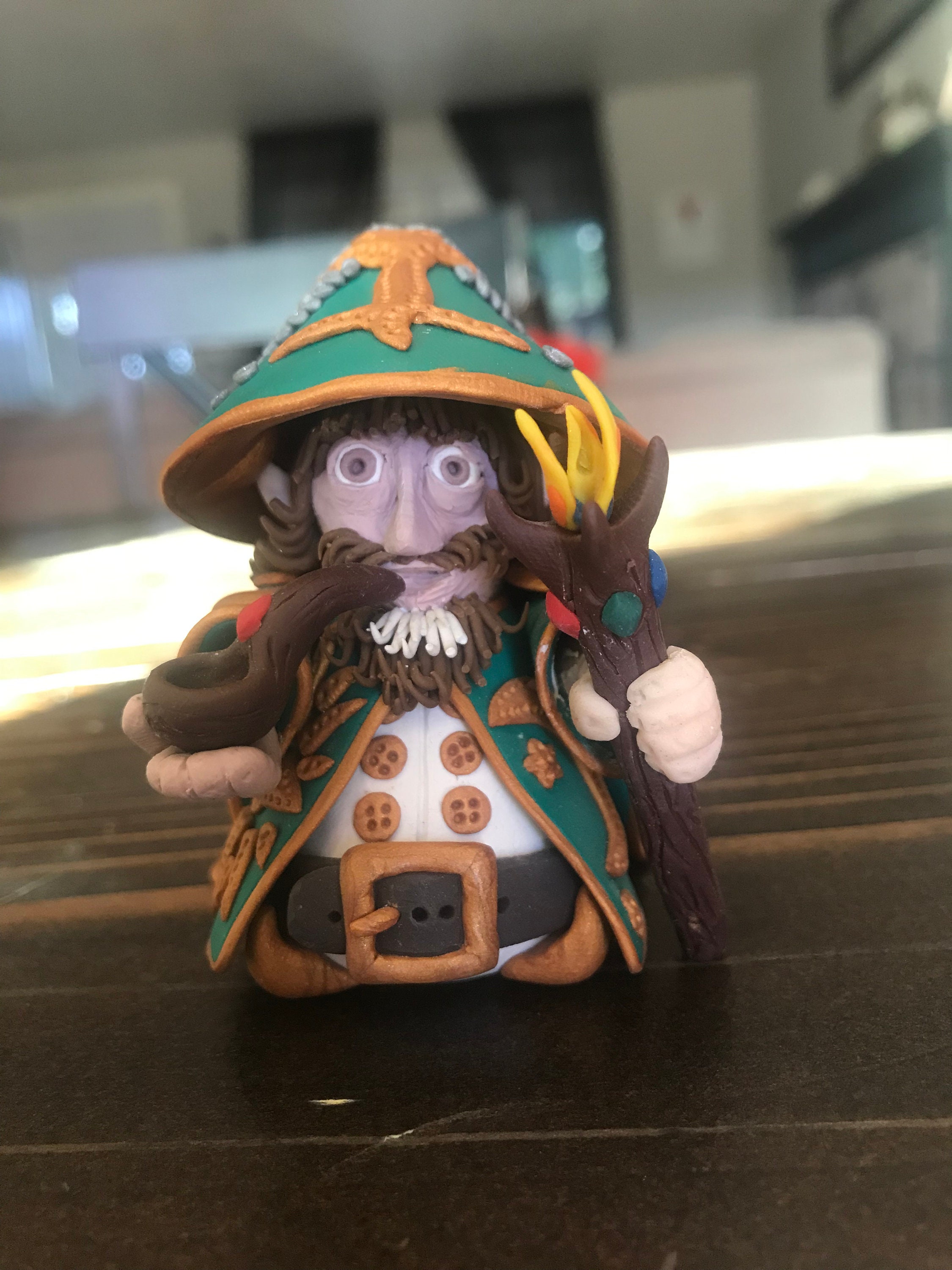 Custom Polymer Clay Wizard 2 Figurine Halloween Decoration, Wizard With ...