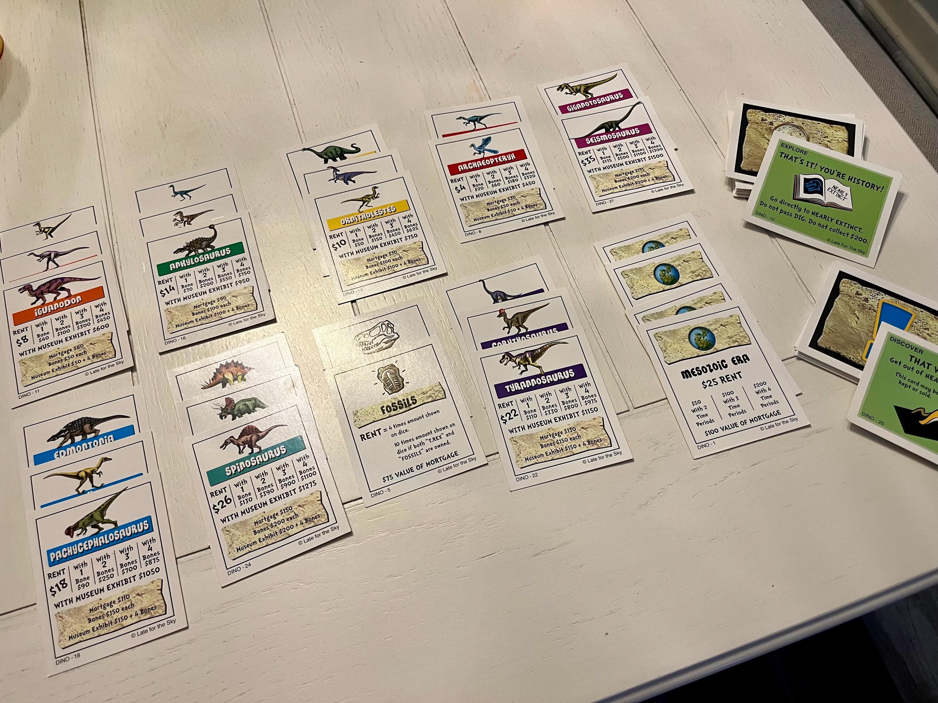 Dino-opoly Monopoly Game Cards Missing Pieces Board Game Dinosaur ...