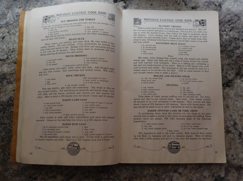 Vintage Monarch Malleable Book of Cookery 1925 recipe Book Published by ...
