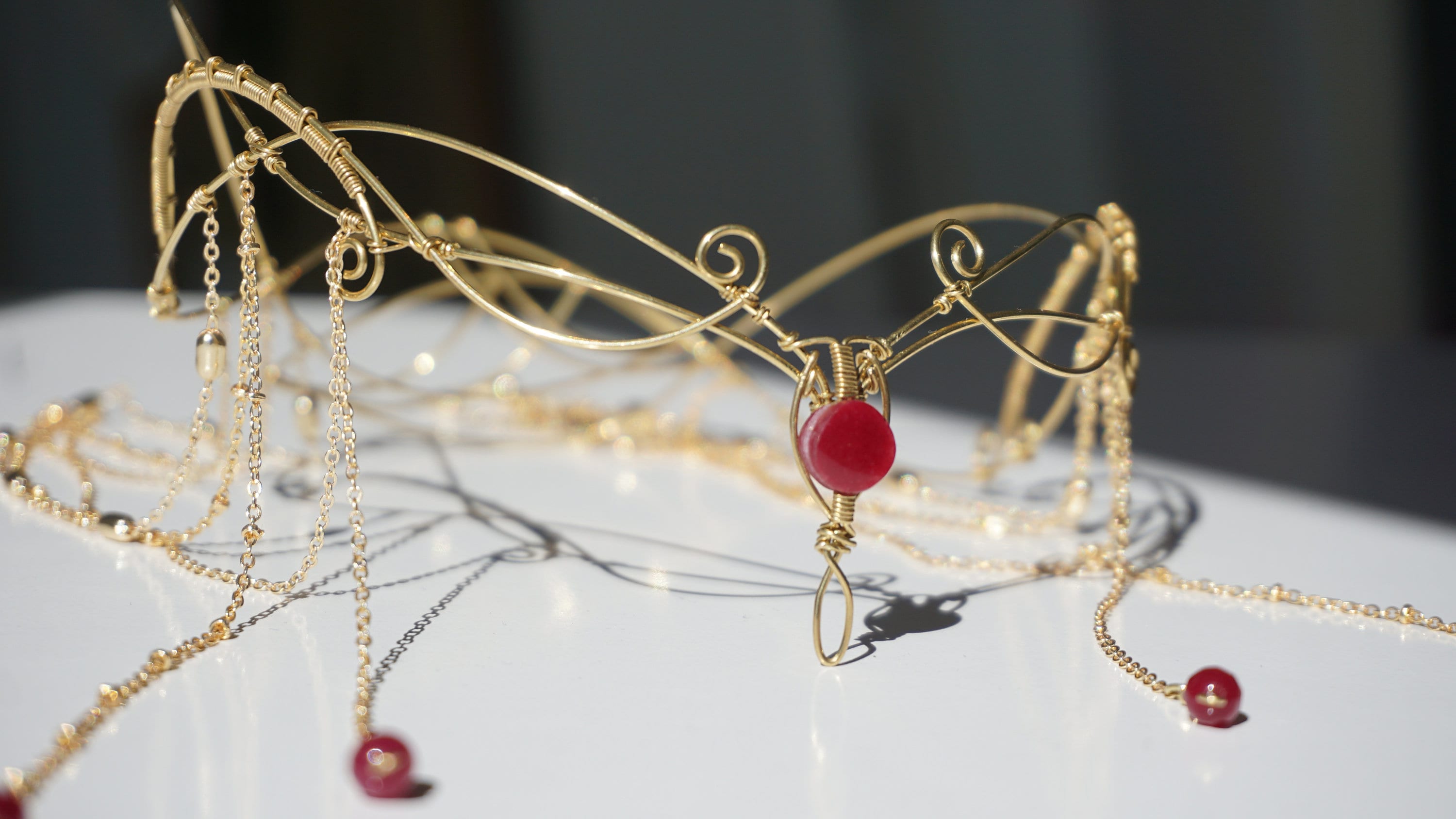 Rohan Model Tiara Crown Jadeit Crown Bridal Hear Pieces for Wedding Elven Head Piece Circlet ...