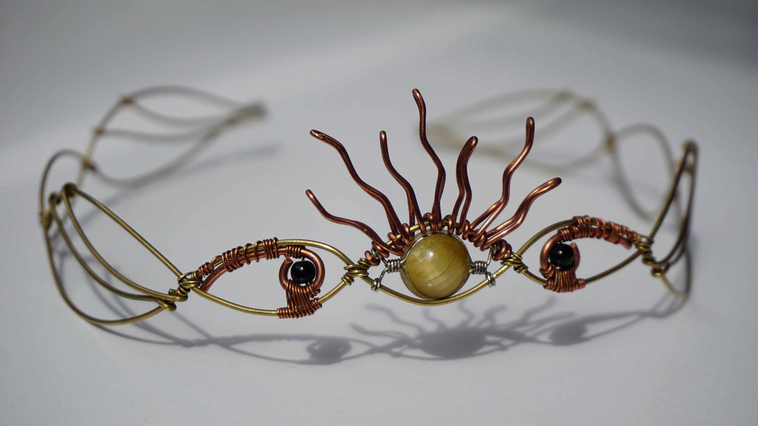 Apollo Athena Crown Tiara: Tiger Eye & Obsidian Wire Wrap Headpiece - Etsy
