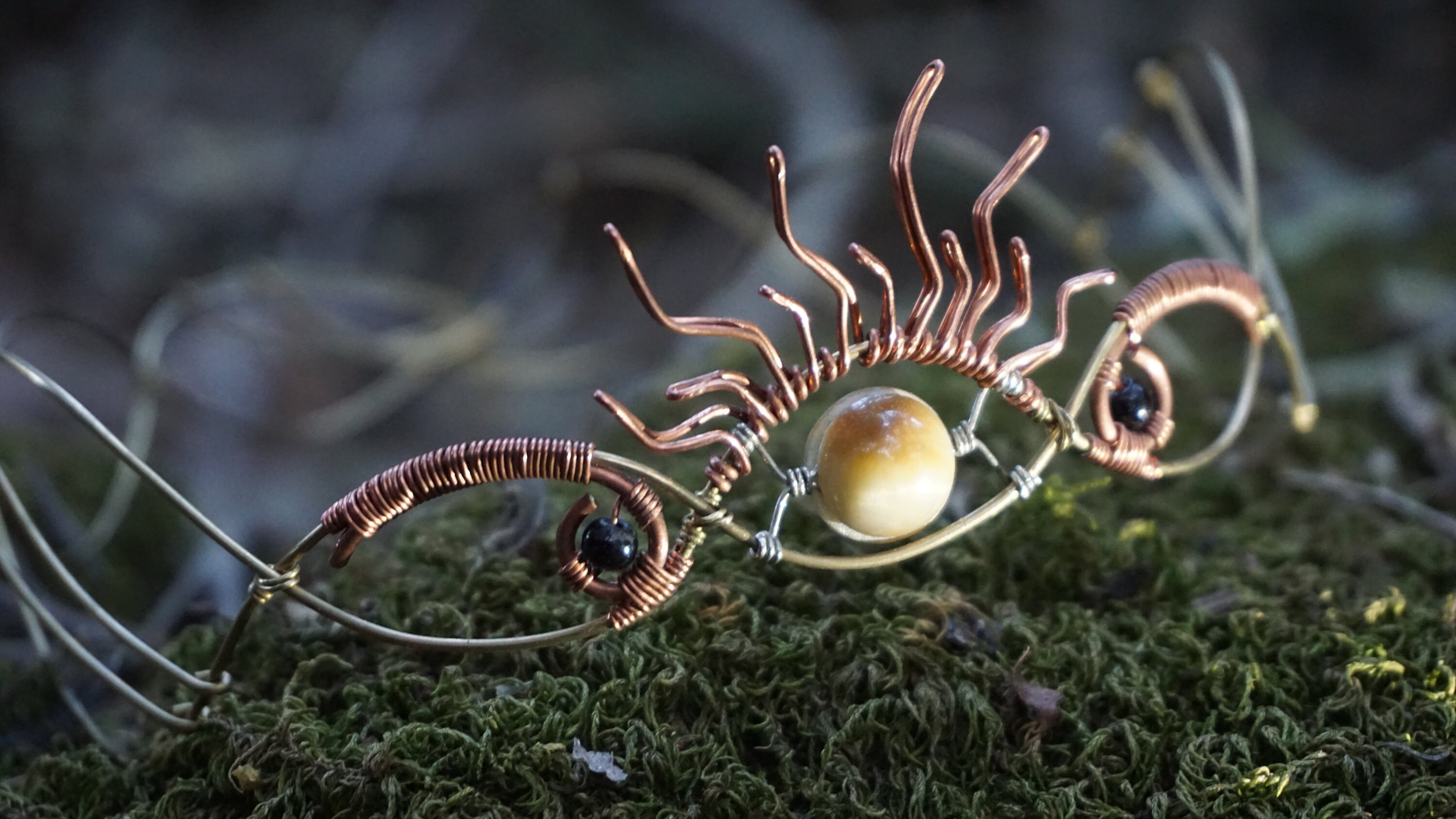 Apollo Athena Crown Tiara: Tiger Eye & Obsidian Wire Wrap Headpiece - Etsy