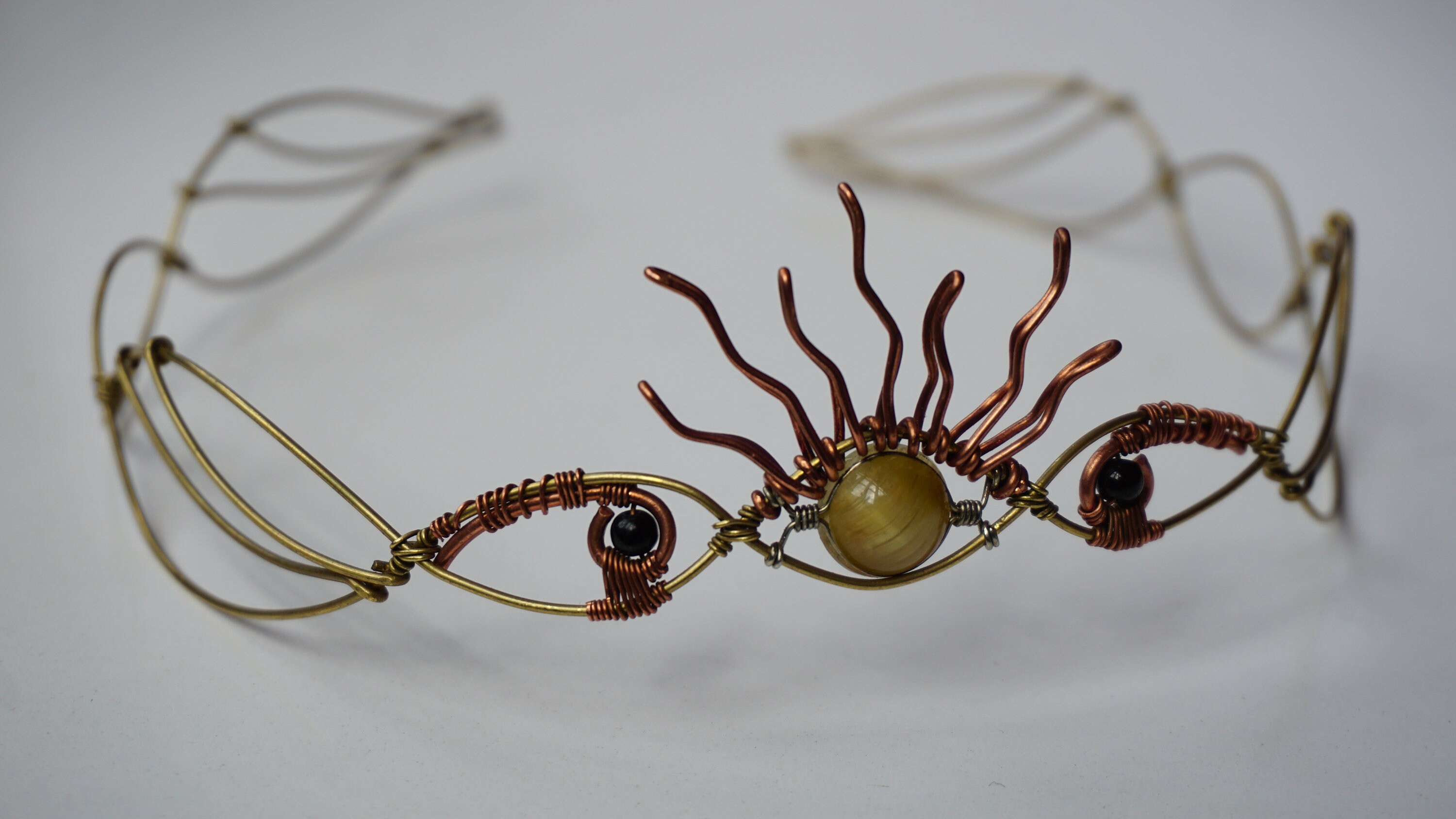 Apollo Athena Crown Tiara: Tiger Eye & Obsidian Wire Wrap Headpiece - Etsy