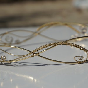 Gold, Smoke Quartz Crystal Elf Fairy Elven Crown Tiara Wedding Bridal ...