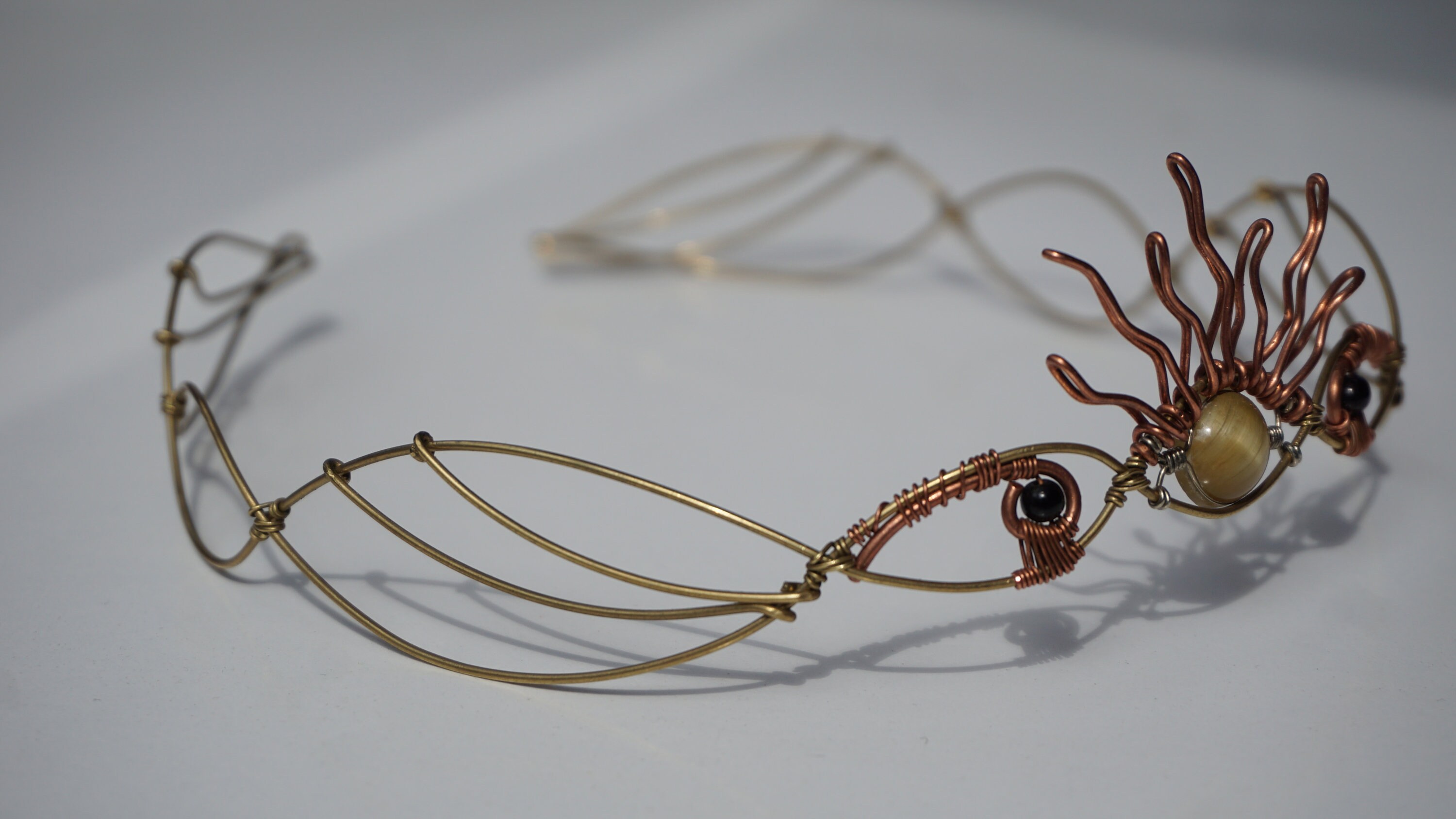 Apollo Athena Crown Tiara: Tiger Eye & Obsidian Wire Wrap Headpiece - Etsy
